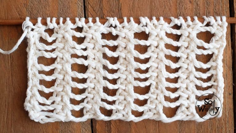 Double Lace Rib knitting stitch pattern: Two rows and three steps - So ...