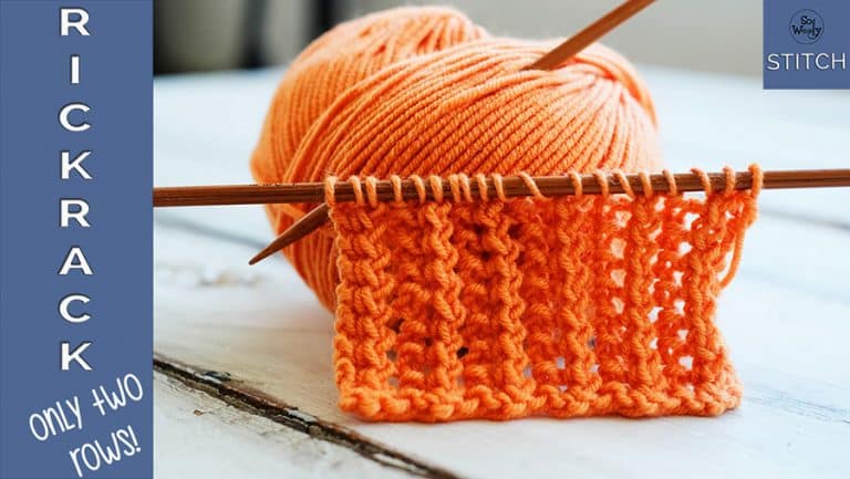 RICKRACK LACE (Two-row knitting stitch pattern) | So Woolly