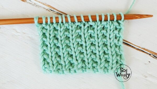 Mock Rib knitting stitch: A two-row repeat easy pattern - So Woolly ...