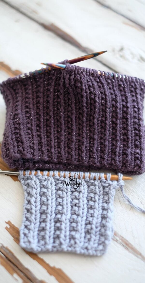 Broken Rib stitch: A one-row repeat knitting pattern, identical on both ...