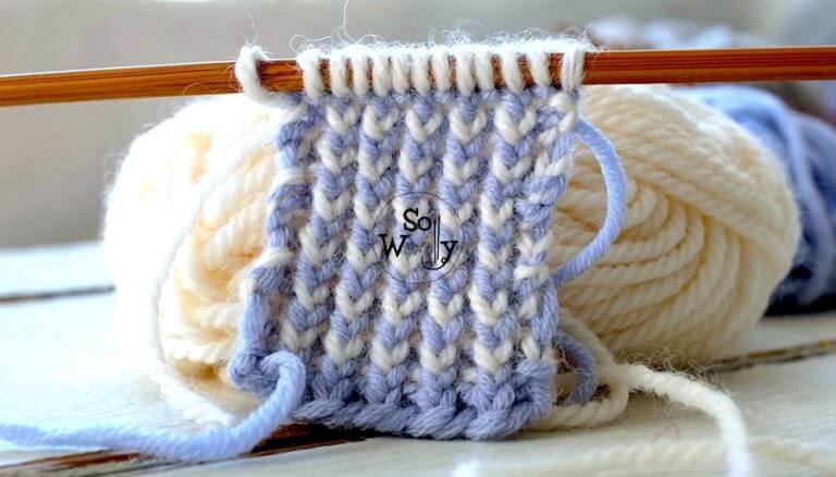 How to knit the Two-Color Reversible Ribbing stitch