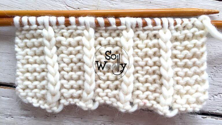 Easy two-row repeat knit stitch pattern for scarves/blankets
