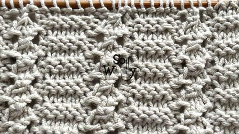 How to knit the Clover stitch pattern written instructions and video tutorial | So Woolly