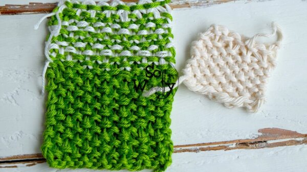 How to knit the Linen stitch in one or two colors (two rows)