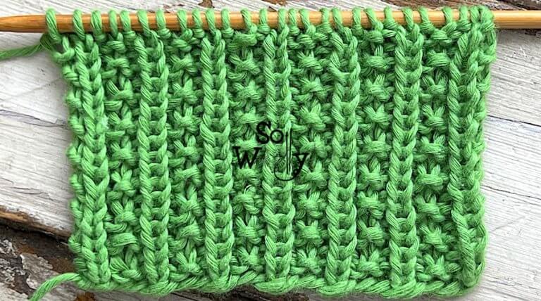 How to knit the Beaded Rib-2 rows, reversible, and lays flat
