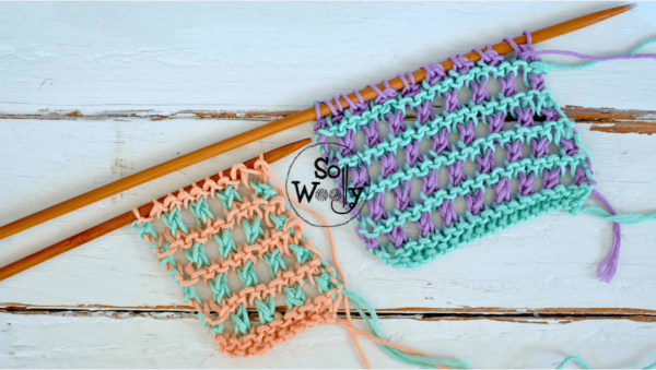 How to knit a super easy lace stitch for beginners -2 colors