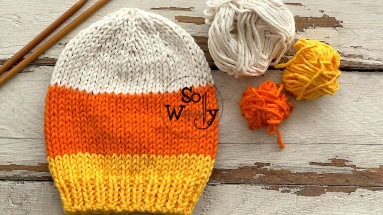 How to knit a Candy Corn Hat for the whole family