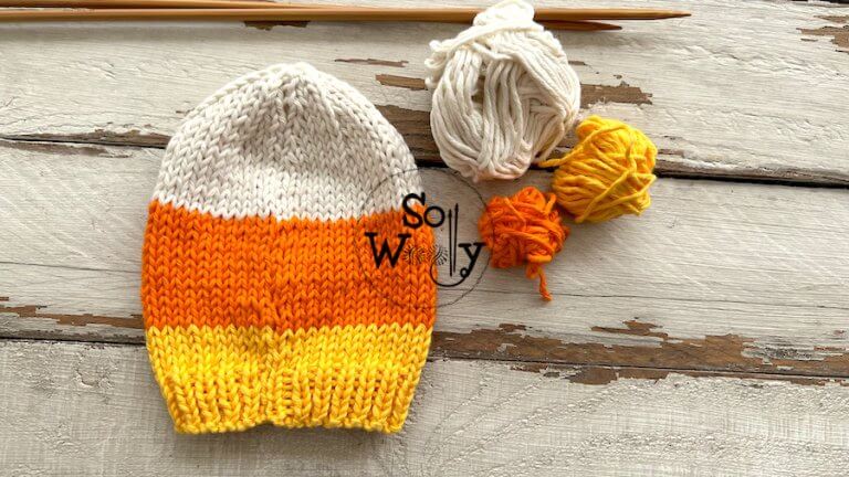 How to knit a Candy Corn Hat for the whole family