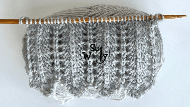 Two-Row Repeat Lace Knit Stitch & Double Vertical Decrease