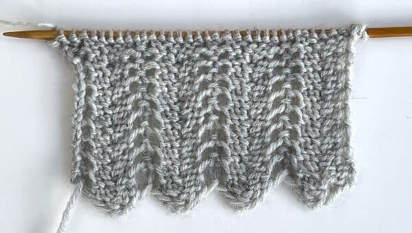 Two-Row Repeat Lace Knit Stitch & Double Vertical Decrease